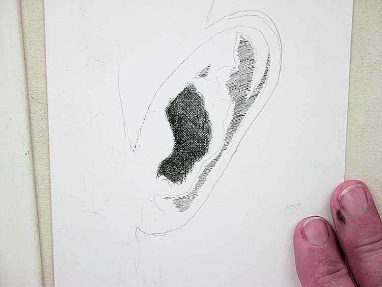 Through the eyes of John Baselmans: How to draw ears in pen and ink 1