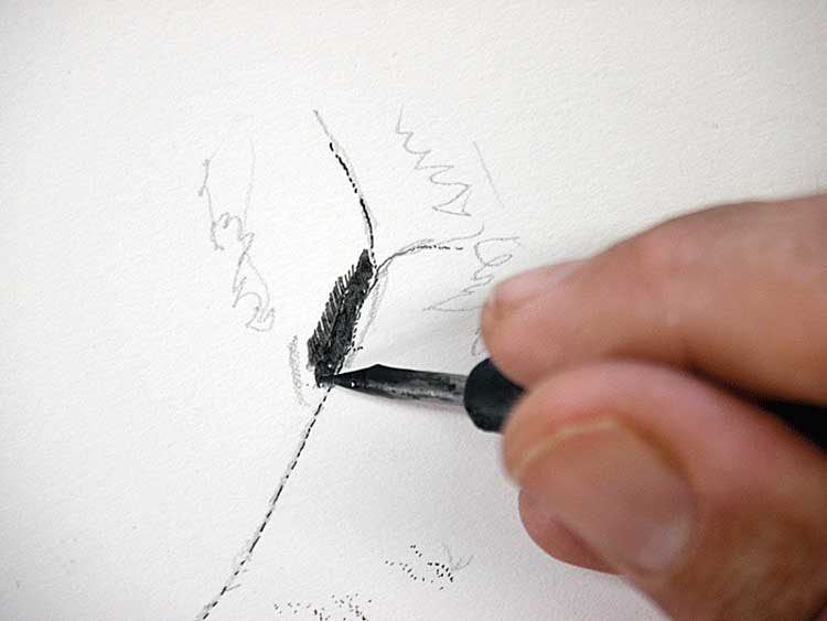 Through the eyes of John Baselmans: How to draw nose in pen and ink 1